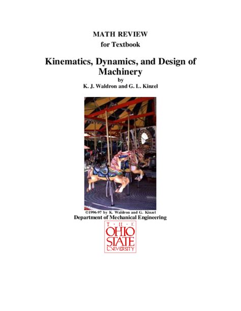 Pdf Math Review For Textbook Kinematics Dynamics And Design Of Machinery