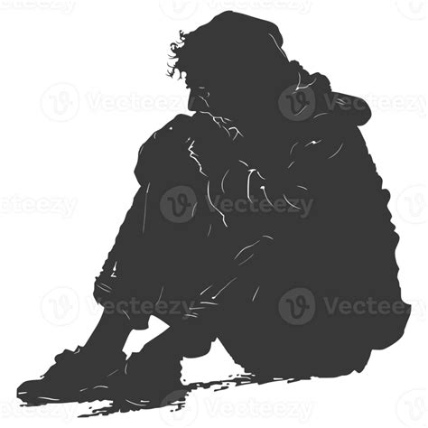 Ai Generated Silhouette Homeless Black Color Only Full Body 40719059 Png