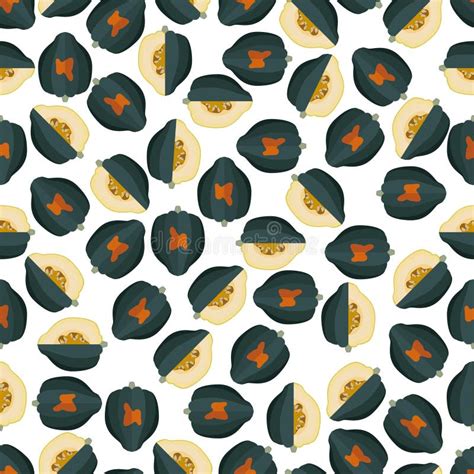 Seamless Pattern With Acorn Squash Flat Style Stock Vector