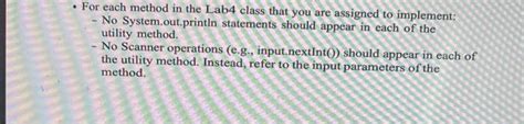solved for each method in the lab4 class that you are
