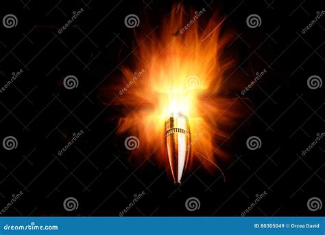 Bullet On Fire Stock Image Image Of Metal Ammo Object 80305049