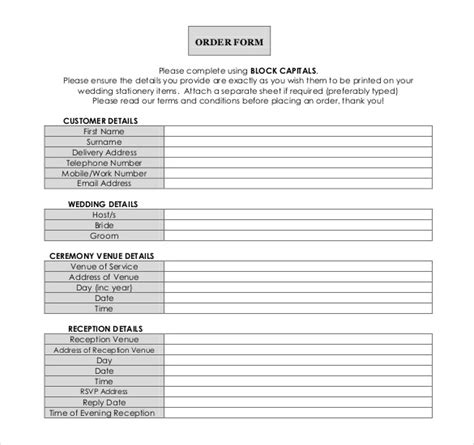 Wedding Flower Order Form Template Wedding Flower Ideas