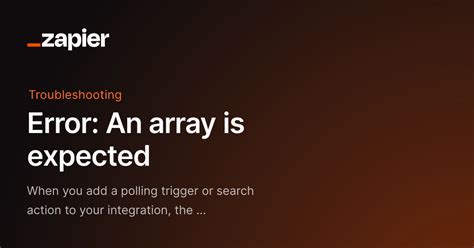 Error An Array Is Expected Zapier