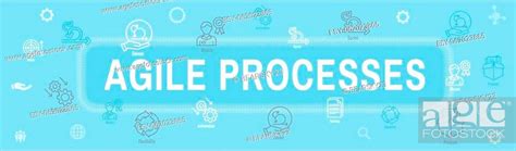 agile scrum process and development icon set web header banner stock
