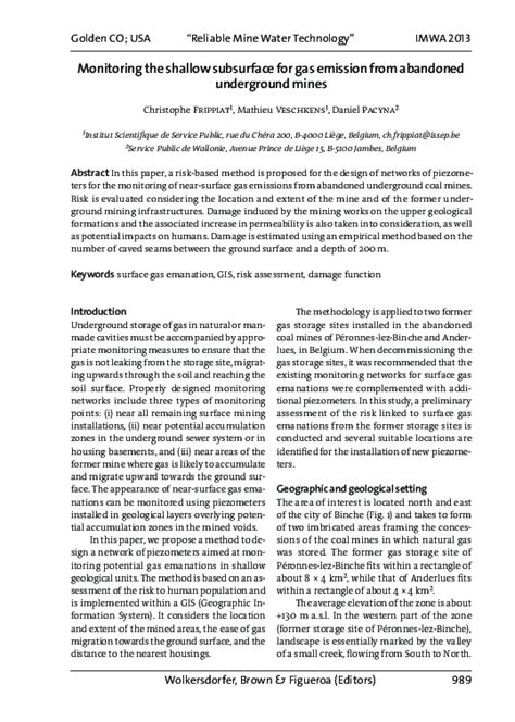 Pdf Monitoring The Shallow Subsurface For Gas Emission From Abandoned Underground Mines