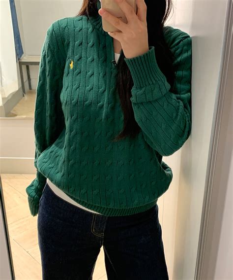 세컨찬스 폴로 랄프로렌 꽈배기 하프집업 니트 보이즈