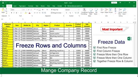 How to Freeze Row and Column in Excel | Multiple Row and Column Freeze| - YouTube