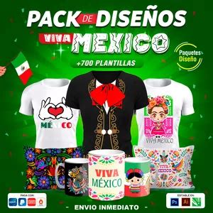 Pack De Plantillas Para Sublimacion Viva Mexico Paquetes Diseño