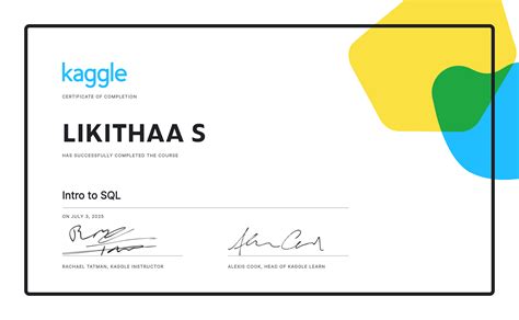 likithaa s completed the intro to sql course on kaggle