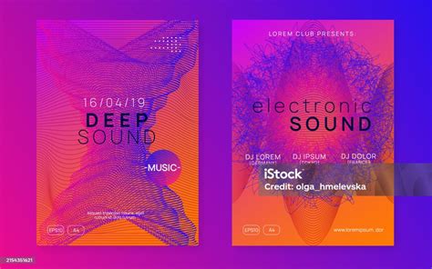 디스코텍 포스터입니다 댄스 트랜스 요소 핑크 Edm 배경입니다 전기 커버 블루 뮤직 세트 축제 이벤트 Soundwave 오디오