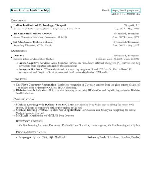 Software Engineer Resume Pdf Machine Learning Matlab