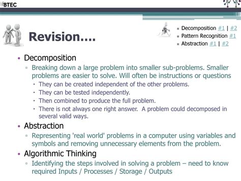 Btec Ncf Dip In Comp Unit 01 Principles Of Computer Science Lesson 01 Computational Thinking