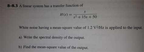 solved a linear system has a transfer function of h s