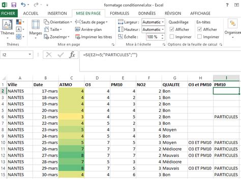 Ecran Traitement Conditionnel Excel Coursinfo Fr