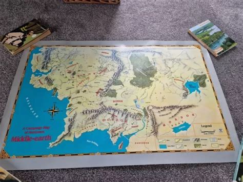 1989 Lotr Hobbit Poster Campaign Map Middle Earth Jrr Tolkein Peter