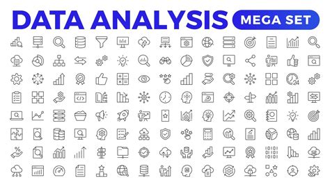 Data Analytics Icon Set Big Data Analysis Technology Symbol Containing Databasecomputing And