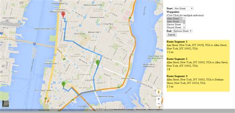 Php Javascript Generating Path Between Start And End Points Through Way Points Using Google Map Api