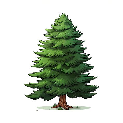 Premium Photo A Cartoon Pine Tree With A Green Base And A White