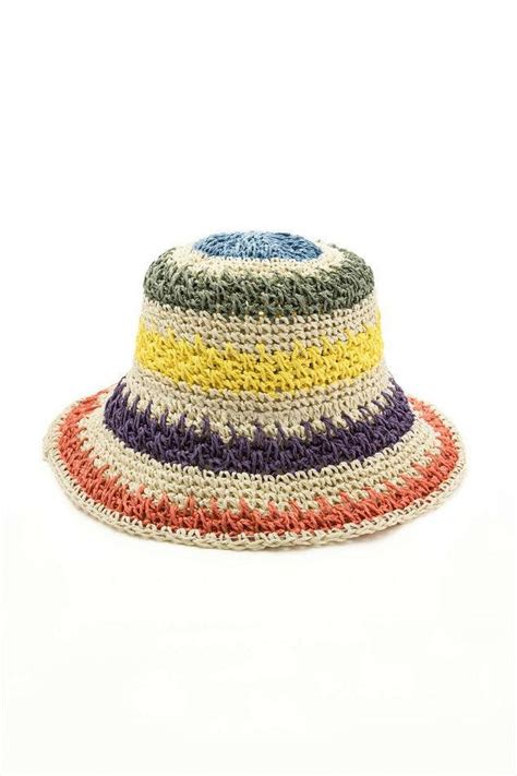 Stripe Pattern Crochet Knit Bucket Hat Lovelykayley