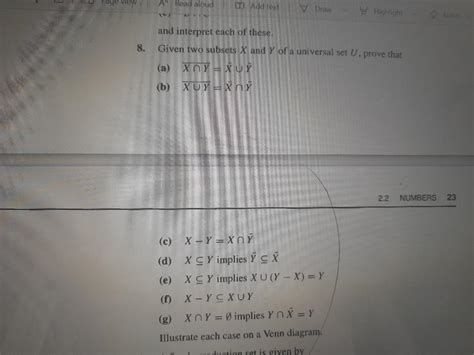 Solved And Interpret Each Of These 8 Given Two Subsets X