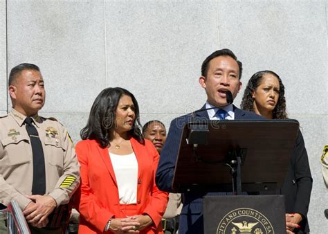 City Attorney David Chiu Speaking At A Press Conf On The Steps Of The