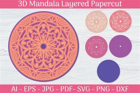 3D Mandala Layered Papercut SVG DXF Graphic By Otvey Design Creative