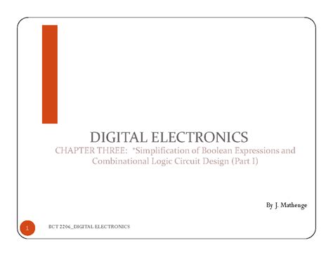 Bct 2206 Lecture 4 And 5 K Maps And Clcs Digital Electronics Bct 2206