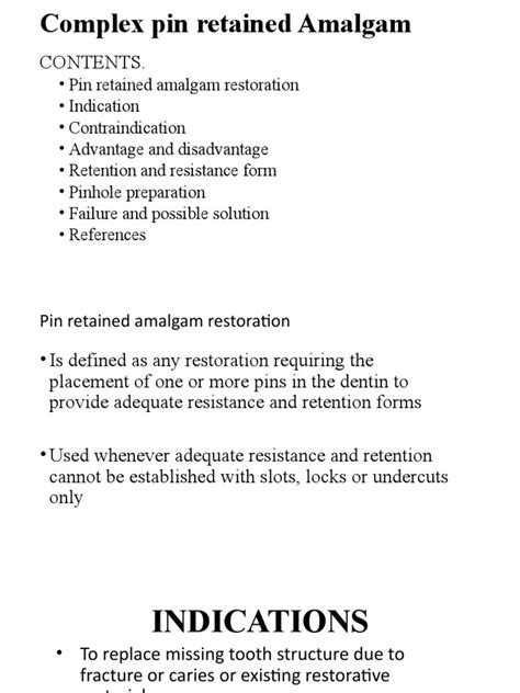 Amalgam Pin Restoration Pdf Mouth Dentistry