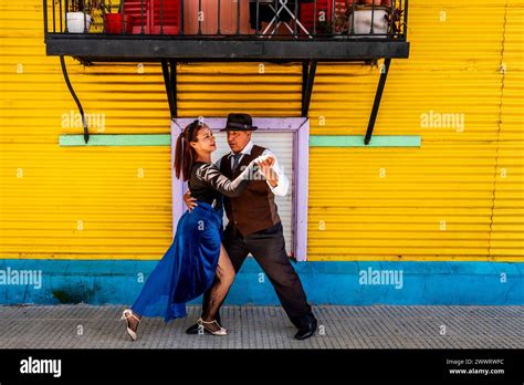 Two Senior Tango Dancers La Boca District Buenos Aires Argentina