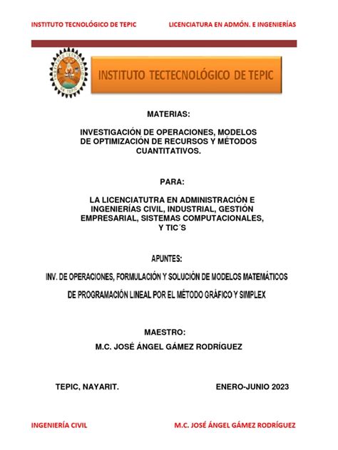 Investigación De Operaciones Programación Lineal Pdf Programación Lineal La Investigación