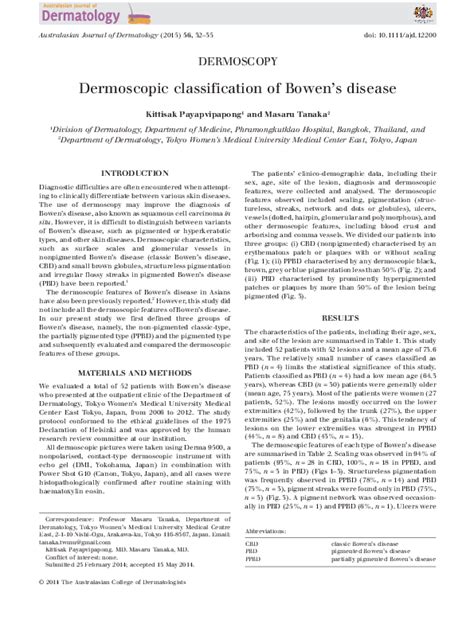 Pdf Dermoscopic Classification Of Bowens Disease