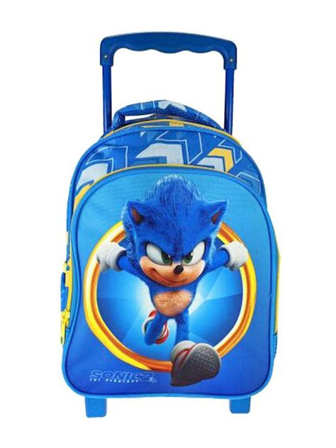 Sonic Σχολική Τσάντα Πλάτης Δημοτικού Μπλε Skroutzgr