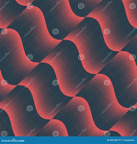 Tilted Wavy Stripes Vector Seamless Pattern Trend Red Super Abstract