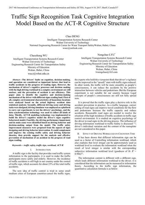 pdf traffic sign recognition task cognitive integration model based