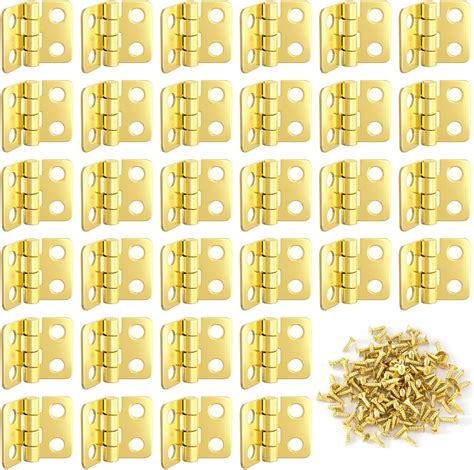 Isslly 30 Pcs Small Hinges For Crafts 120 Pcs Screws Nails 13 X 12 Mm Retro Brass Mini Hinges