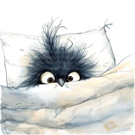 20 Grumpy Bird In Bed Clipart Cute Birds Digital Clipart Watercolor Clipart High Quality