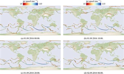 Temporal Tracking Of The Jet Stream Here Shown For Four Time Steps Download Scientific
