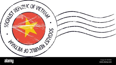 Vietnam Grunge Postal Stamp And Flag On White Background Stock Vector