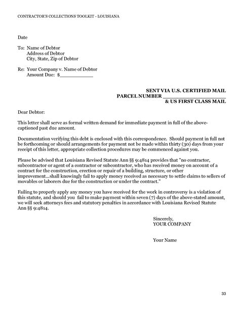 Louisiana Demand Letter On Misapplied Funds Free Template