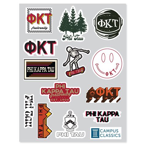 Phi Tau Retro Sticker Sheet Campus Classics Phi Tau Retro Sticker Sheet Campus Classics