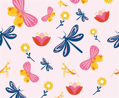 Cute Bugs Or Insects Seamless Pattern Background Vector Art And Graphics