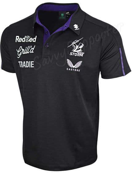 Melbourne Storm 2022 Nrl Mens Players Black Media Polo Shirt Tm0446b