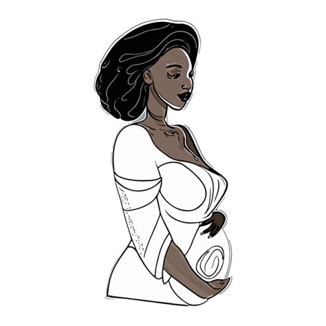 Premium Vector Pregnant Mother Illustration In Elegant Line Art Style