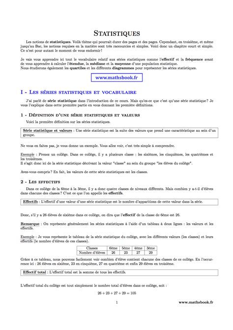 Exercices De Statistiques