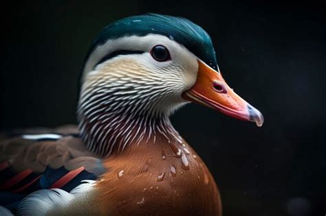 Premium Ai Image Mandarin Duck Closeup Created With Generative Ai