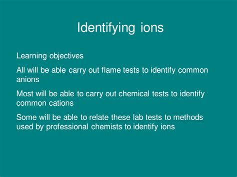 Analysingand Identifying Ions Teaching Resources