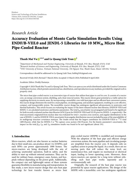 Pdf Accuracy Evaluation Of Monte Carlo Simulation Results Using Endf