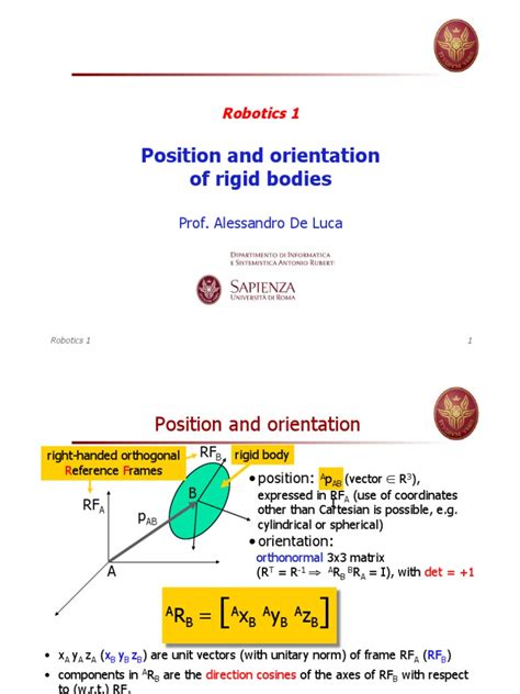 position and orientation of rigid bodies robotics 1 pdf cartesian