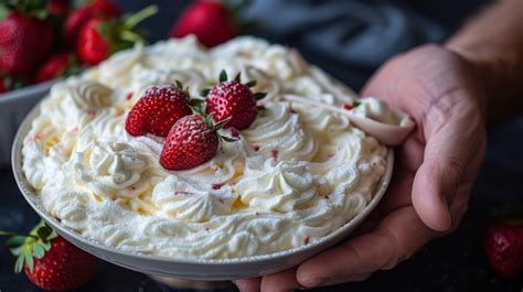 Premium Photo A Symphony Of Sweetness Whipped Cream And Strawberries