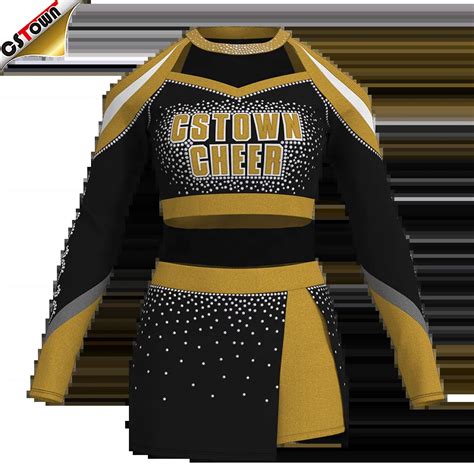 Fashion Black And Gold Varsity Cheerleader Uniform Patriots
